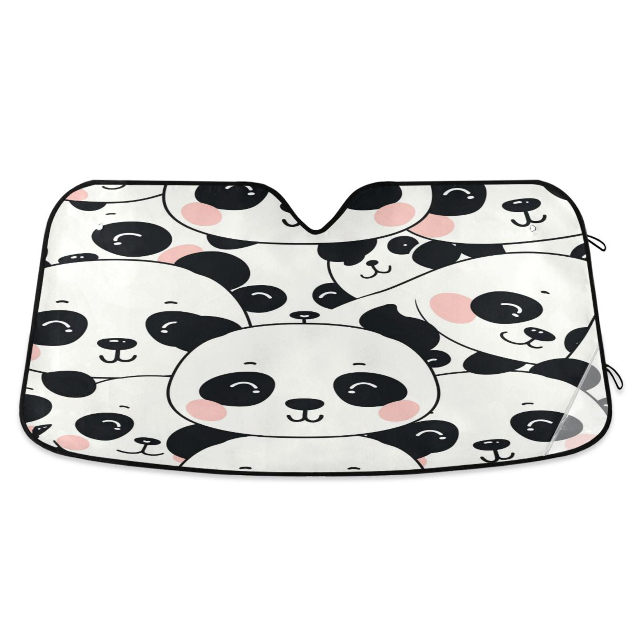 Happy Cute Pandas Car Windshield Sun Shade Foldable Car Front Window ...