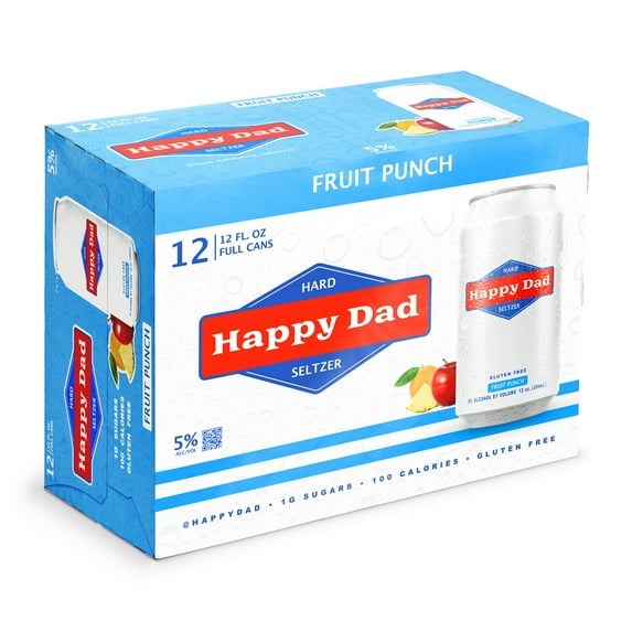 Happy Dad Hard Seltzer Fruit Punch, 5% ABV, 12 Pack, 12 fl oz Aluminum ...