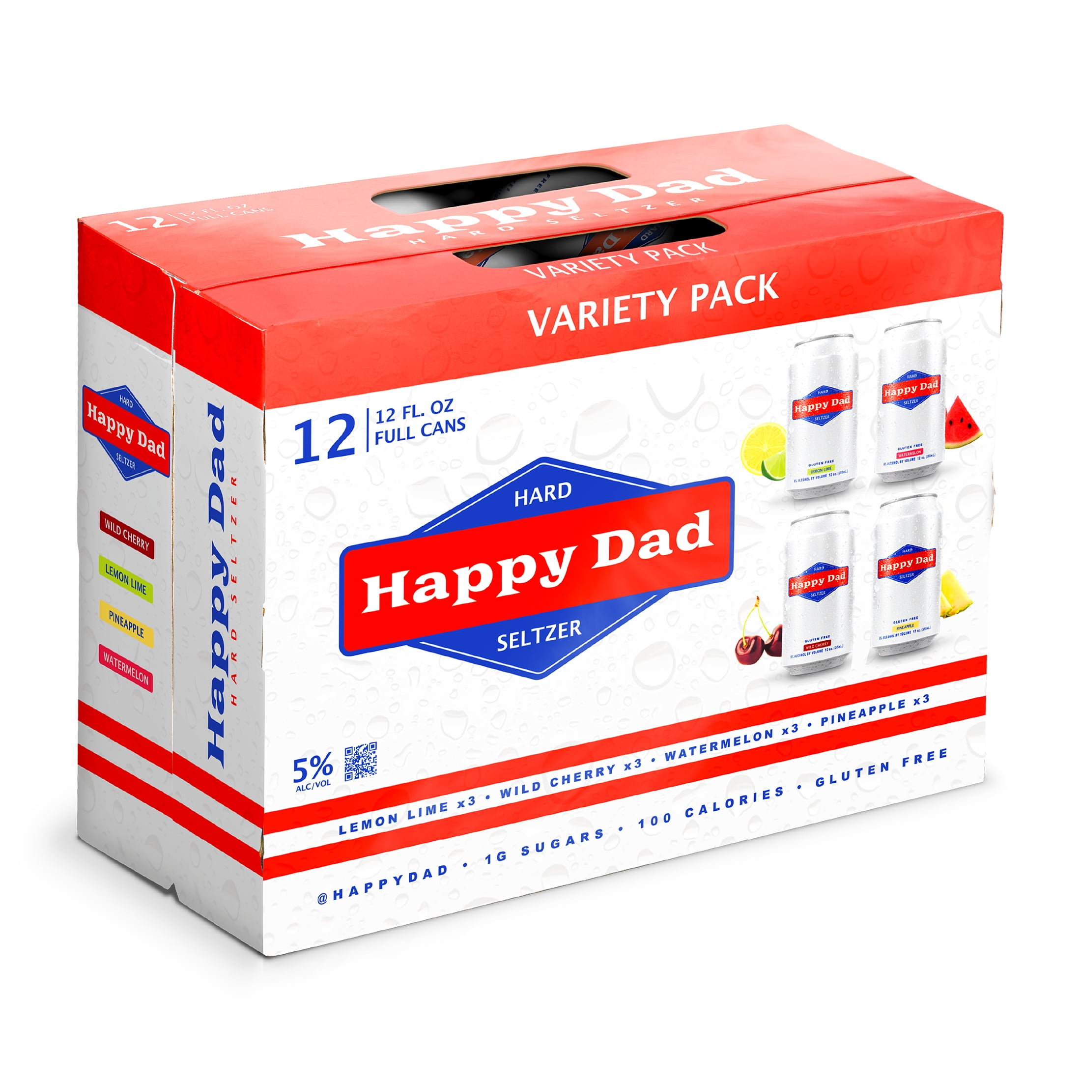 Happy Dad Hard Seltzer Variety Pack, 12 Pack, 12 fl oz Cans, 5% ABV ...