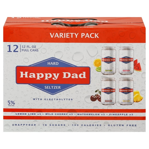 Happy Dad Hard Seltzer Watermelon,12 Pack, 12 fl oz Cans, 5% ABV ...
