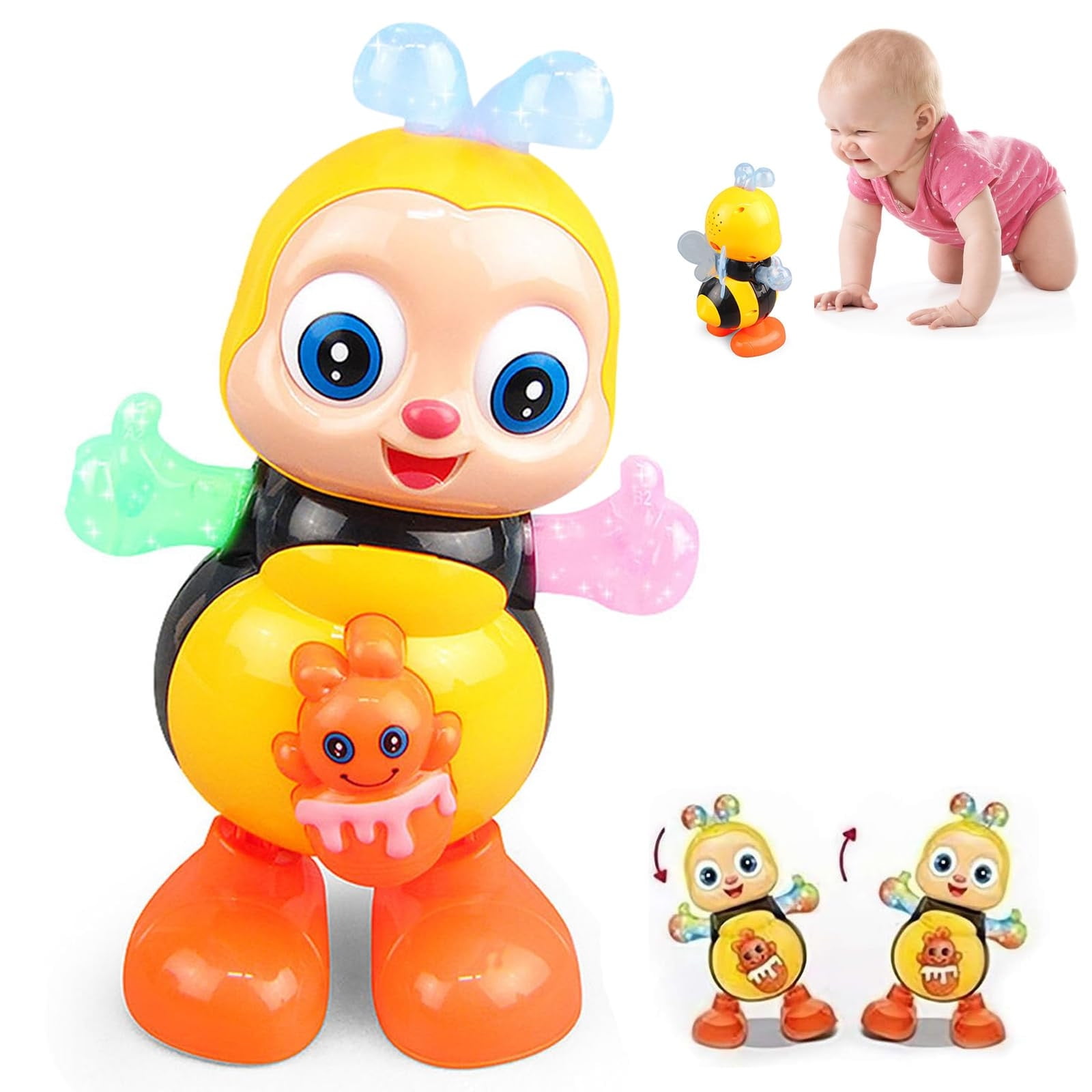 Happy Dancing Bee Toy with Lights & Sounds – 8.3" Interactive Swing ...