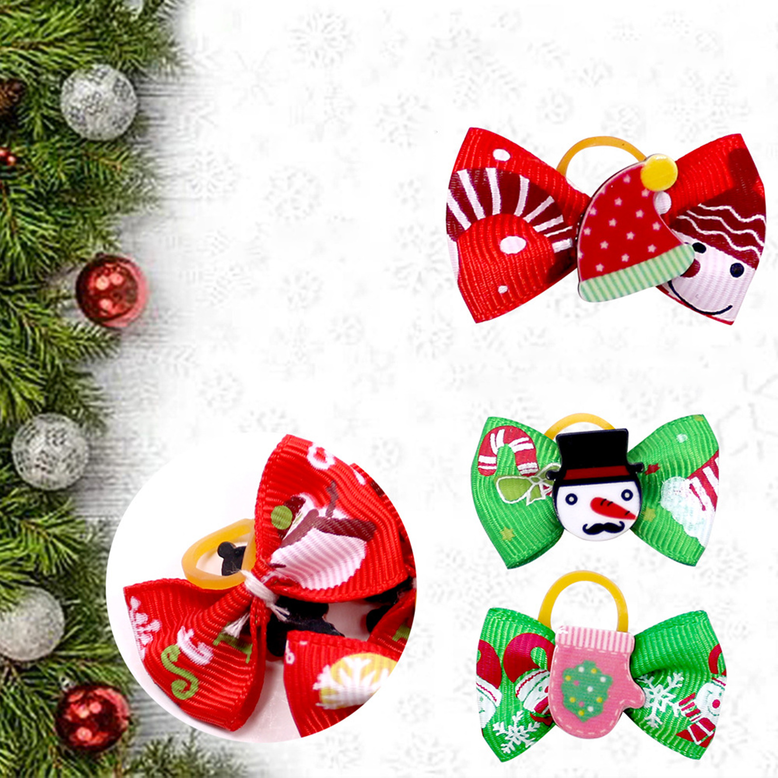 Happy Date 10Pcs Christmas Small Dogs Hair Bows Xmas Puppy Hair Bow ...
