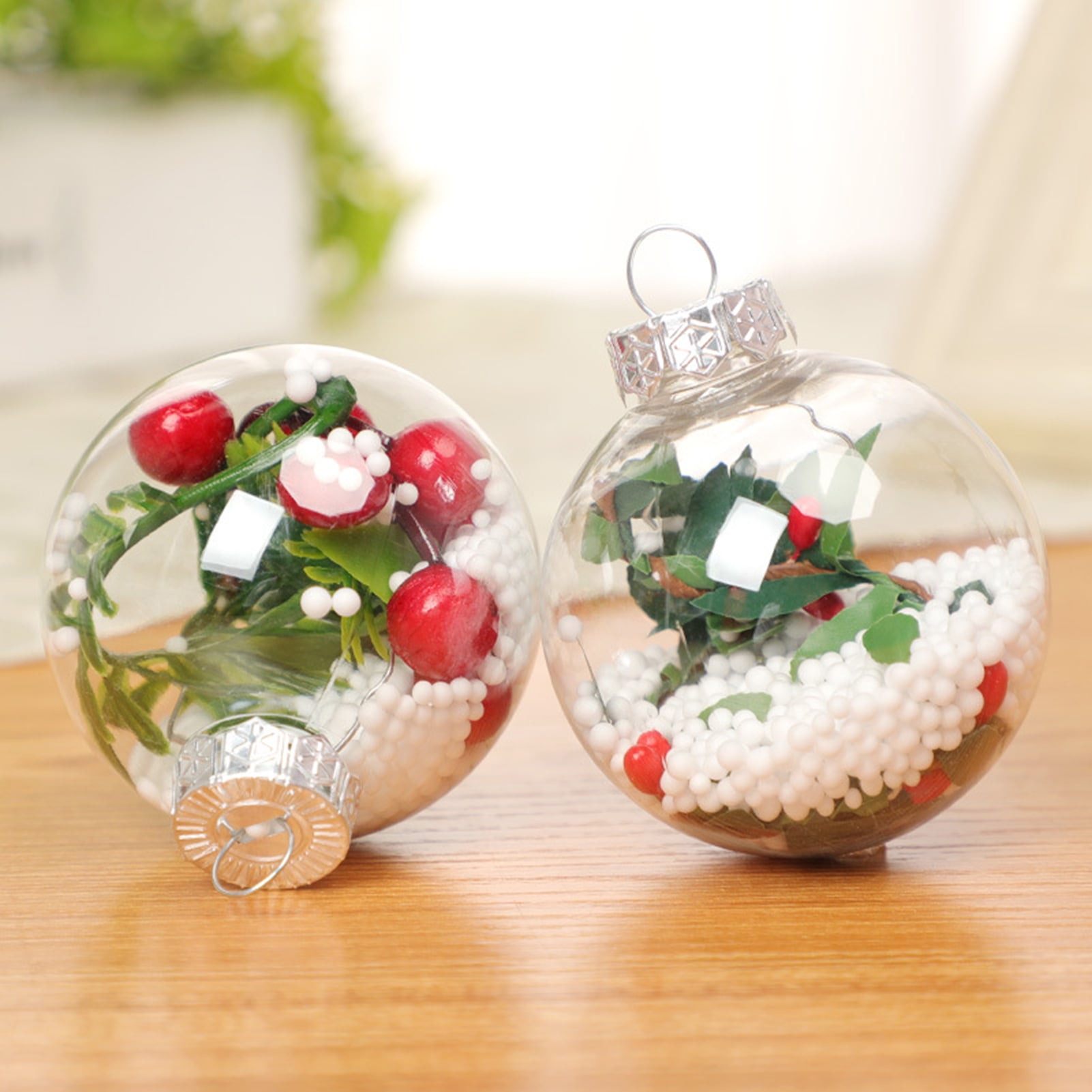 Happy Date 2Pcs Christmas Bulb Ornament Balls Clear Plastic Glass Ball ...