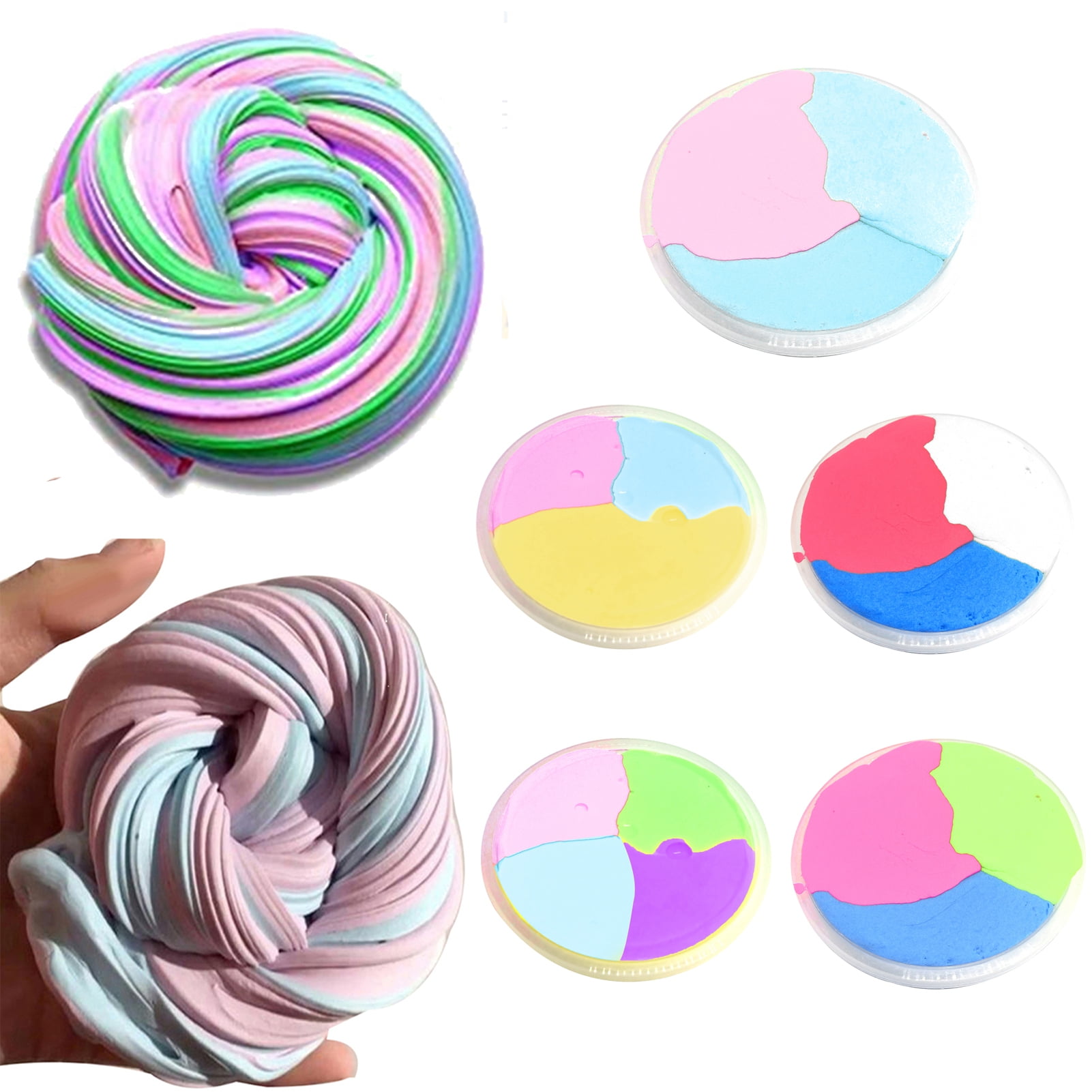 Happy Date 5Pcs Fluffy Slime- 60ml Jumbo Fluffy Floam Slime Stress ...