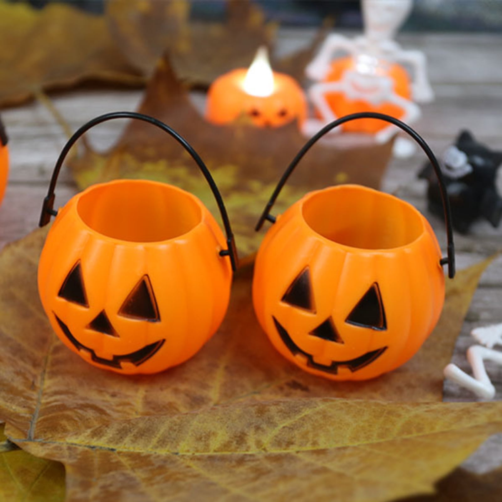 Happy Date 8Pcs Halloween Trick or Treat Pumpkin Bucket Jack O Lantern ...