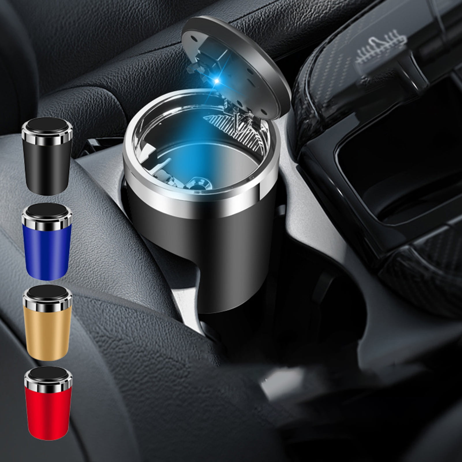 Happy Date Car Ashtray with LED Light, Mini Car Trash Can, Portable ...