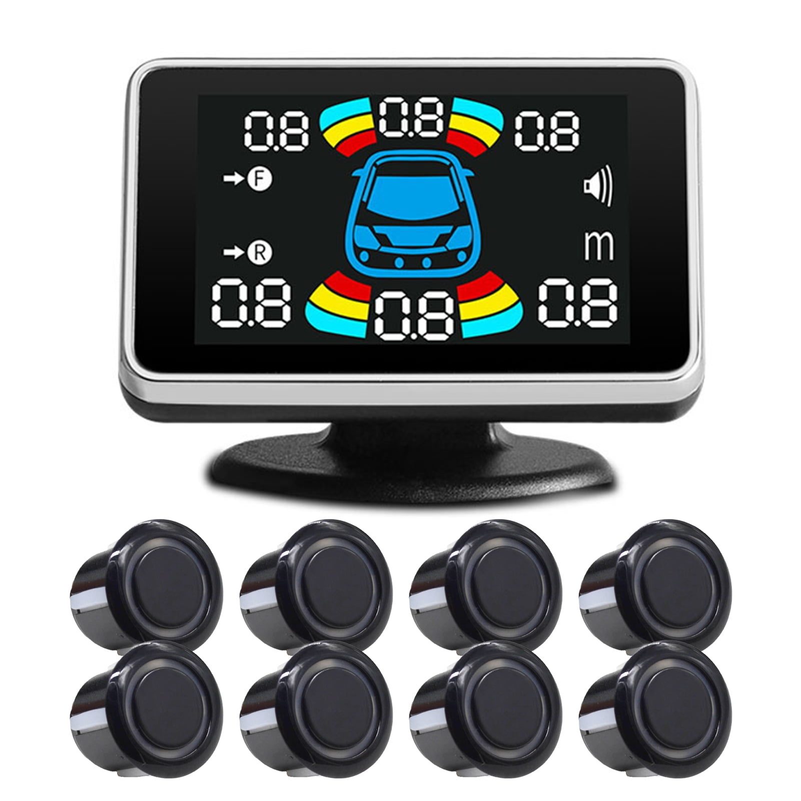 Happy Date Car Reverse Backup Radar System with 4 Parking Sensors ...