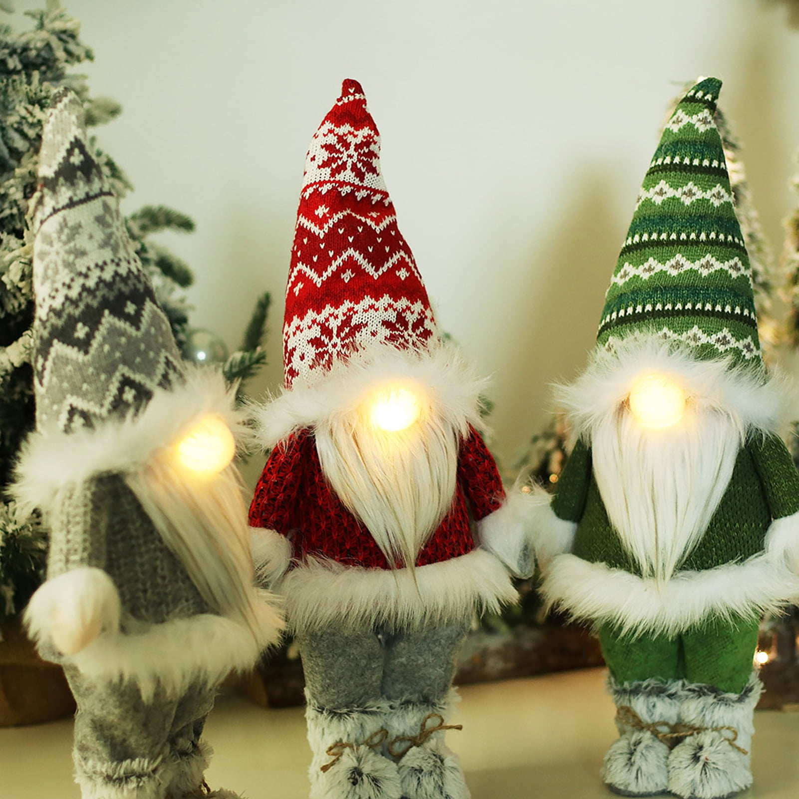 Happy Date Christmas Gnomes Plush with LED Lighting Beard, Handmade ...