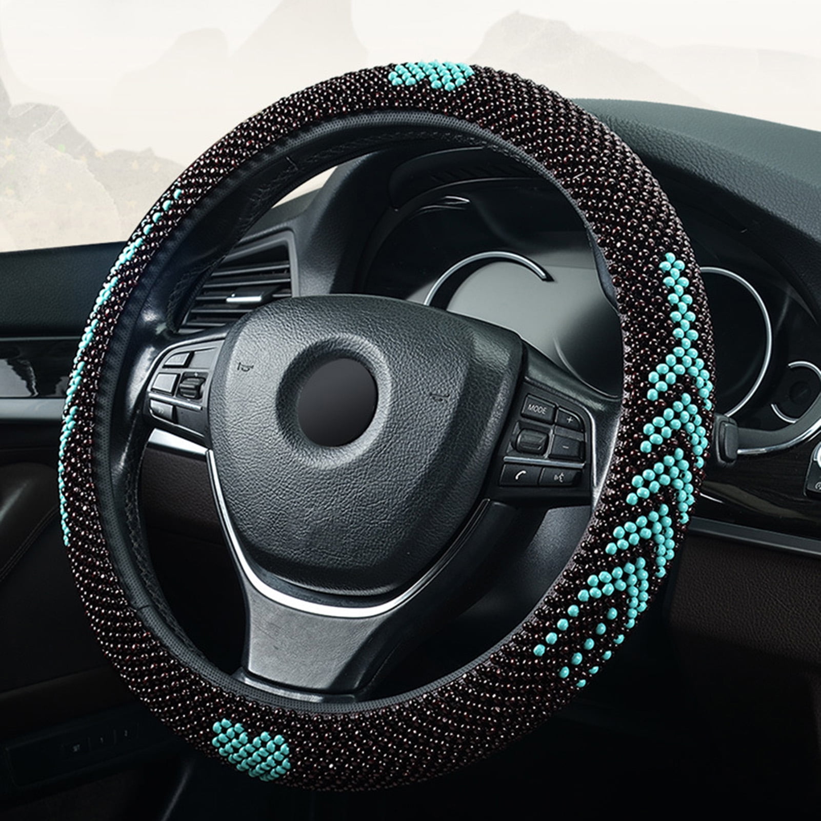 Leather Wheel Cover Bling Crystal Steering Wheel Cover - Leather Anti ...