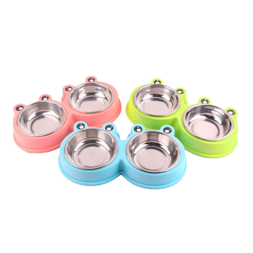 Happy Date Dog Cat Bowls Stainless Steel Double Dog Food and Water ...