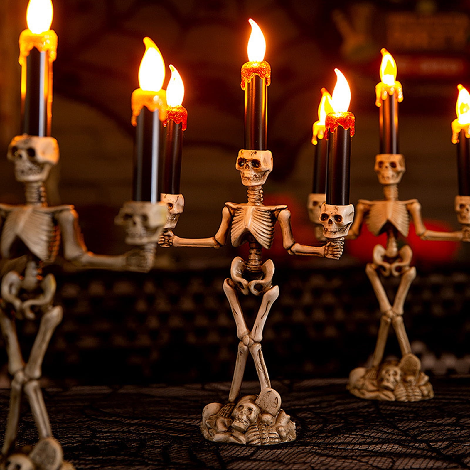 Happy Date Halloween Decoration Skeleton Skull Candle Holder Light ...