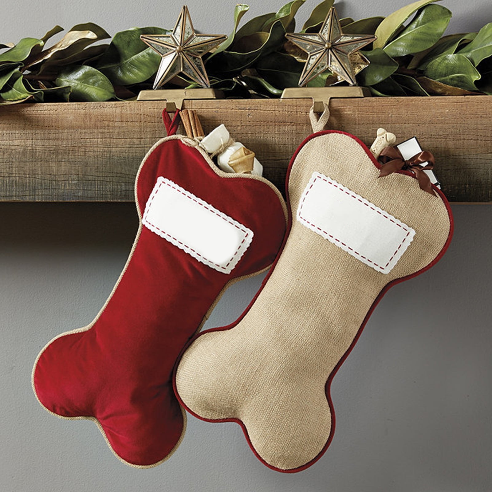 Happy Date Linen Large Christmas Stocking for Dogs Cats Pets Jute ...