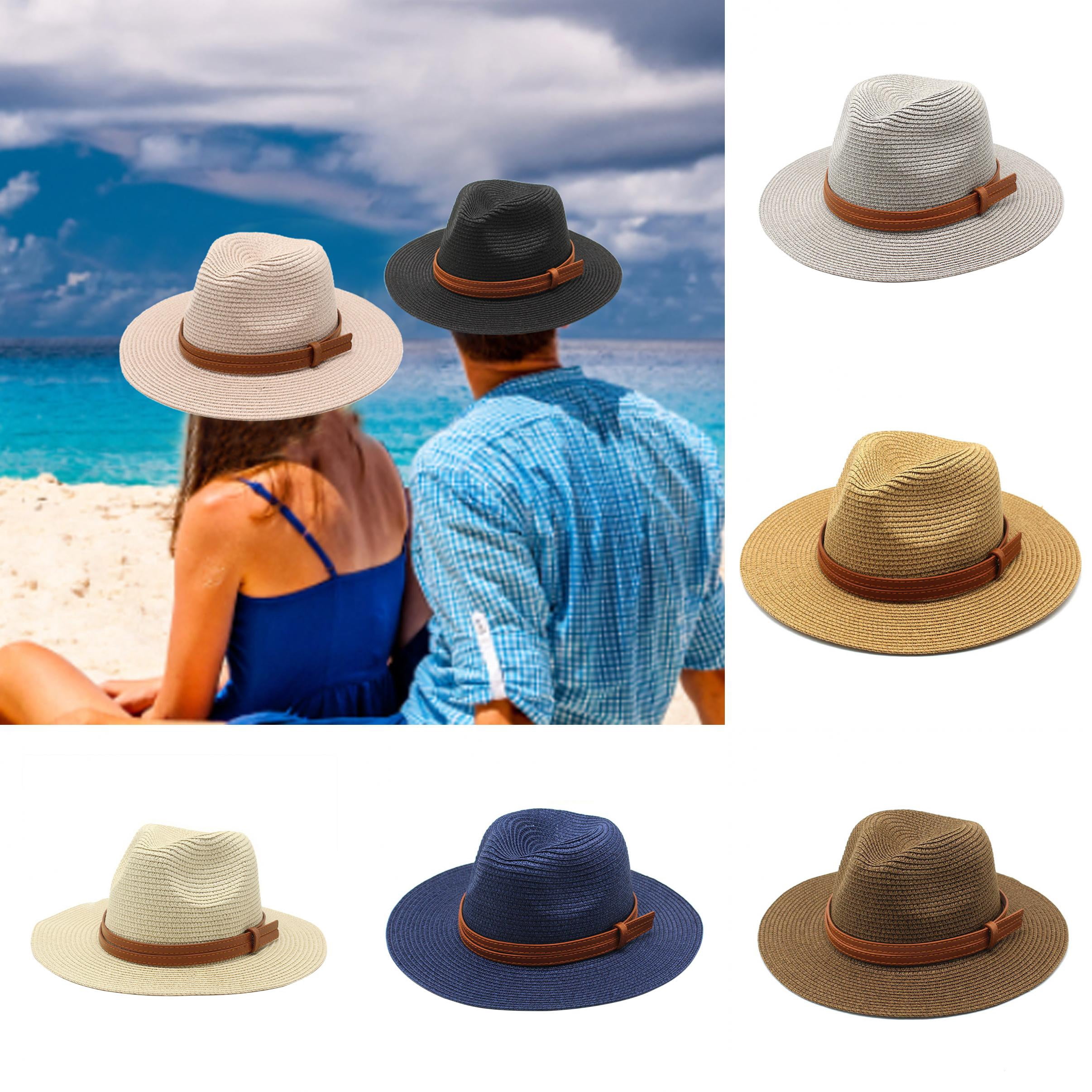 Happy Date Panama Beach Straw Hats for Women Men Summer Sun Hat Wide ...