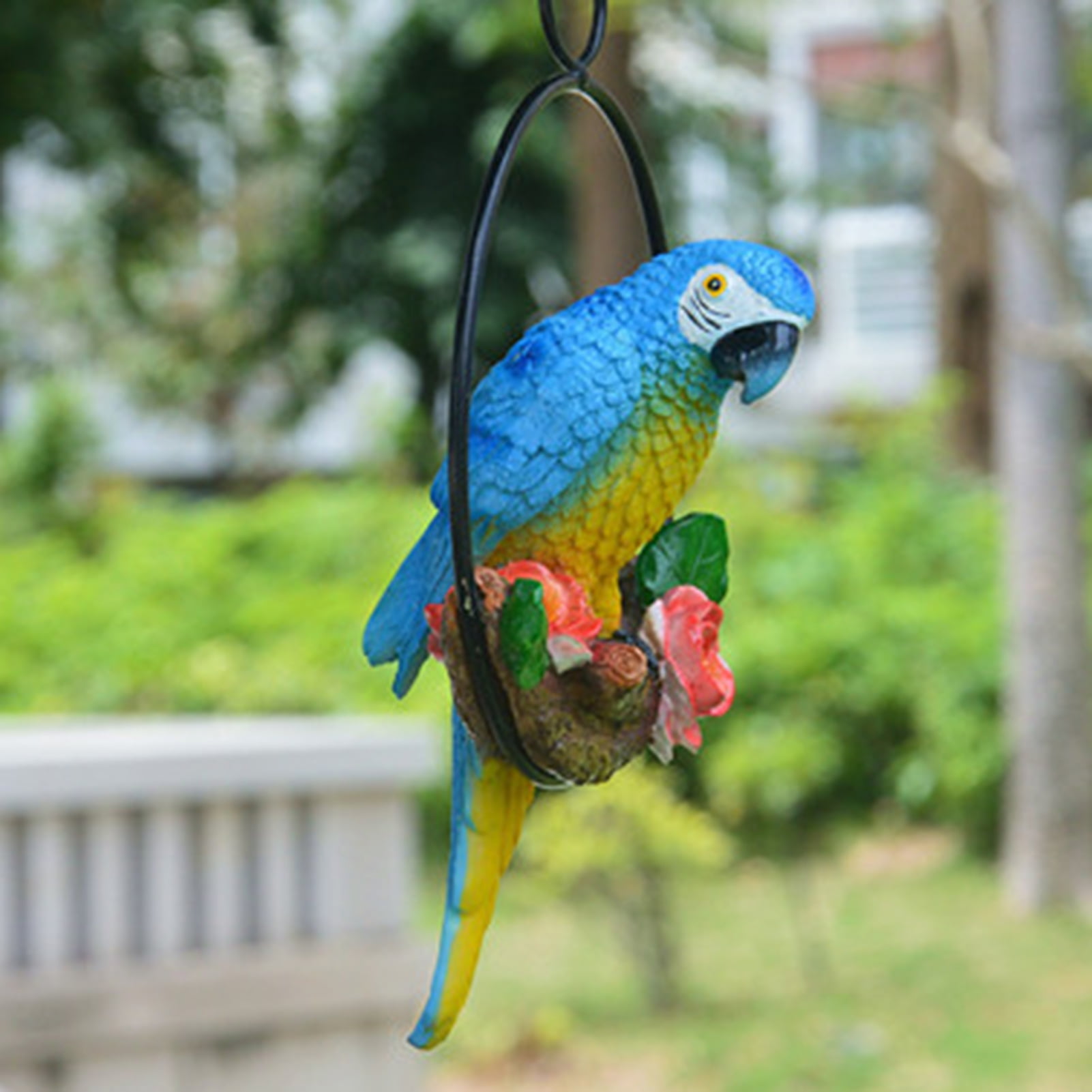 Happy Date Patio Home Garden Hanging Macaw Parrot Perching on Branch in ...