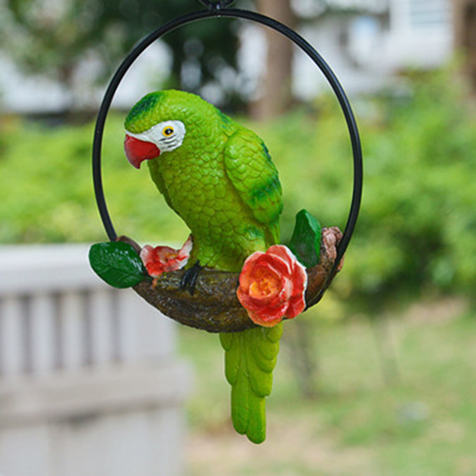 Happy Date Patio Home Garden Hanging Macaw Parrot Perching on Branch in ...