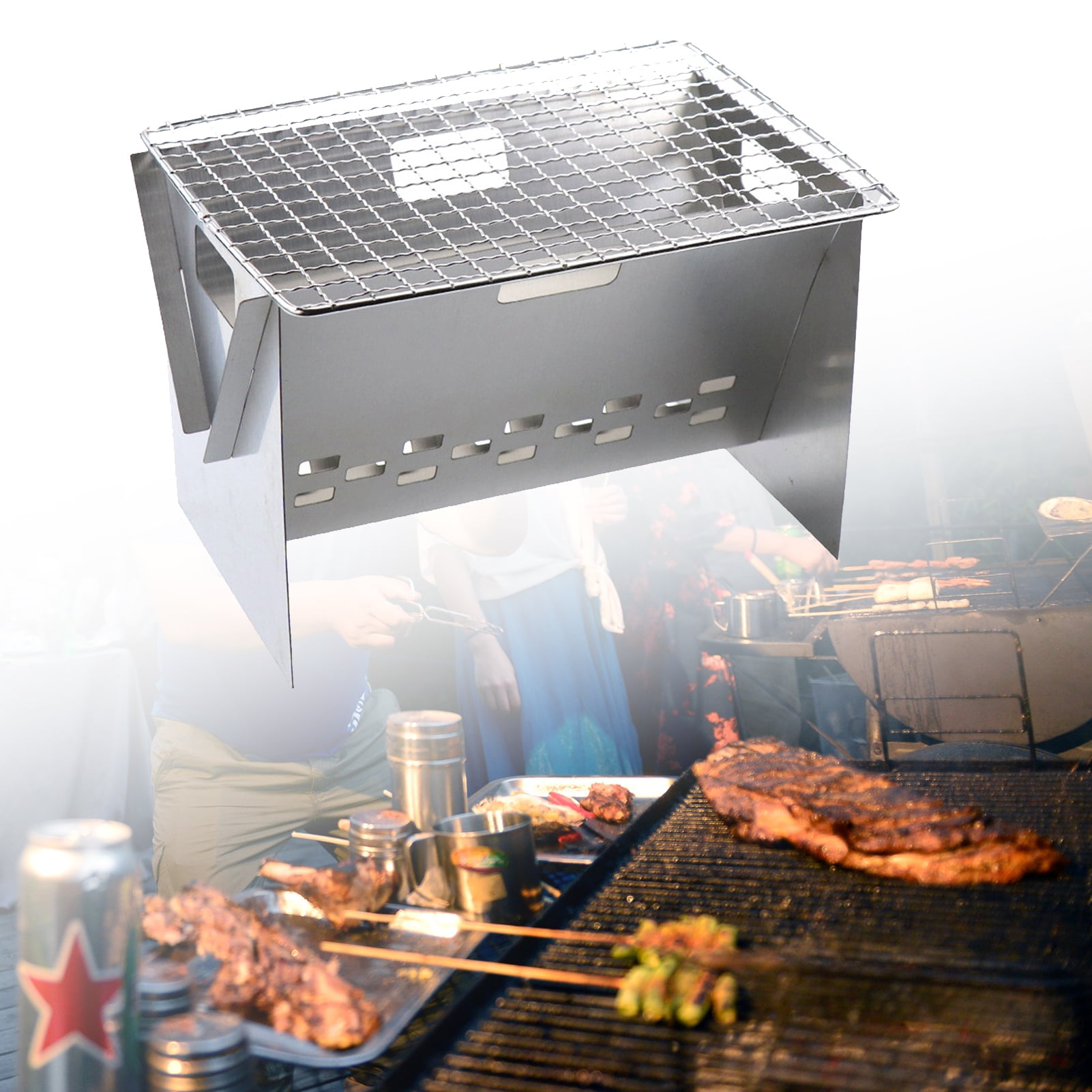 Happy Date Portable Charcoal Grill and Smoker, Go-Anywhere Compact ...