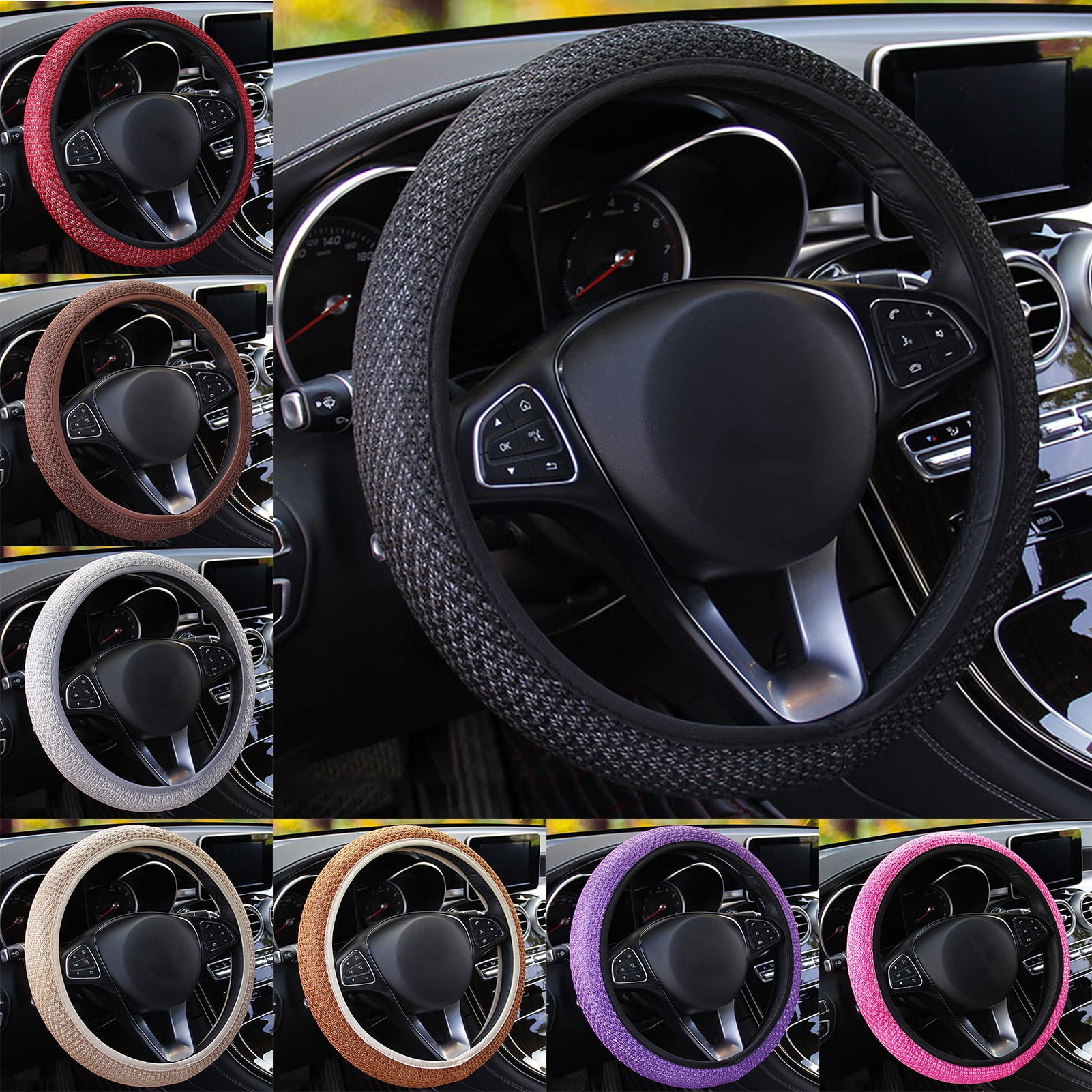 Happy Date Universal Steering Wheel Cover, Breathable Microfiber, Non ...