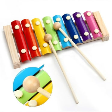 Wooden Xylophone Children's Musical Set, 8 Keys Hand Knock with Mallets ...