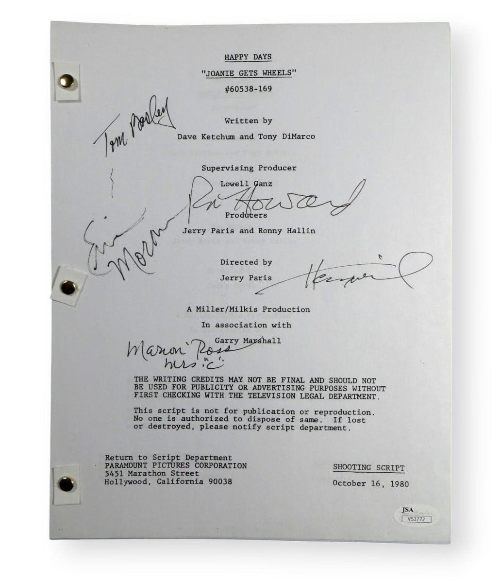 Happy Days Signed Cast Autographed Script Winker Howard Moran Bosley ...
