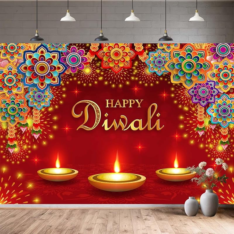 Happy Diwali Backdrop Banner Decor Festival Lights Indian Happy Diwali ...