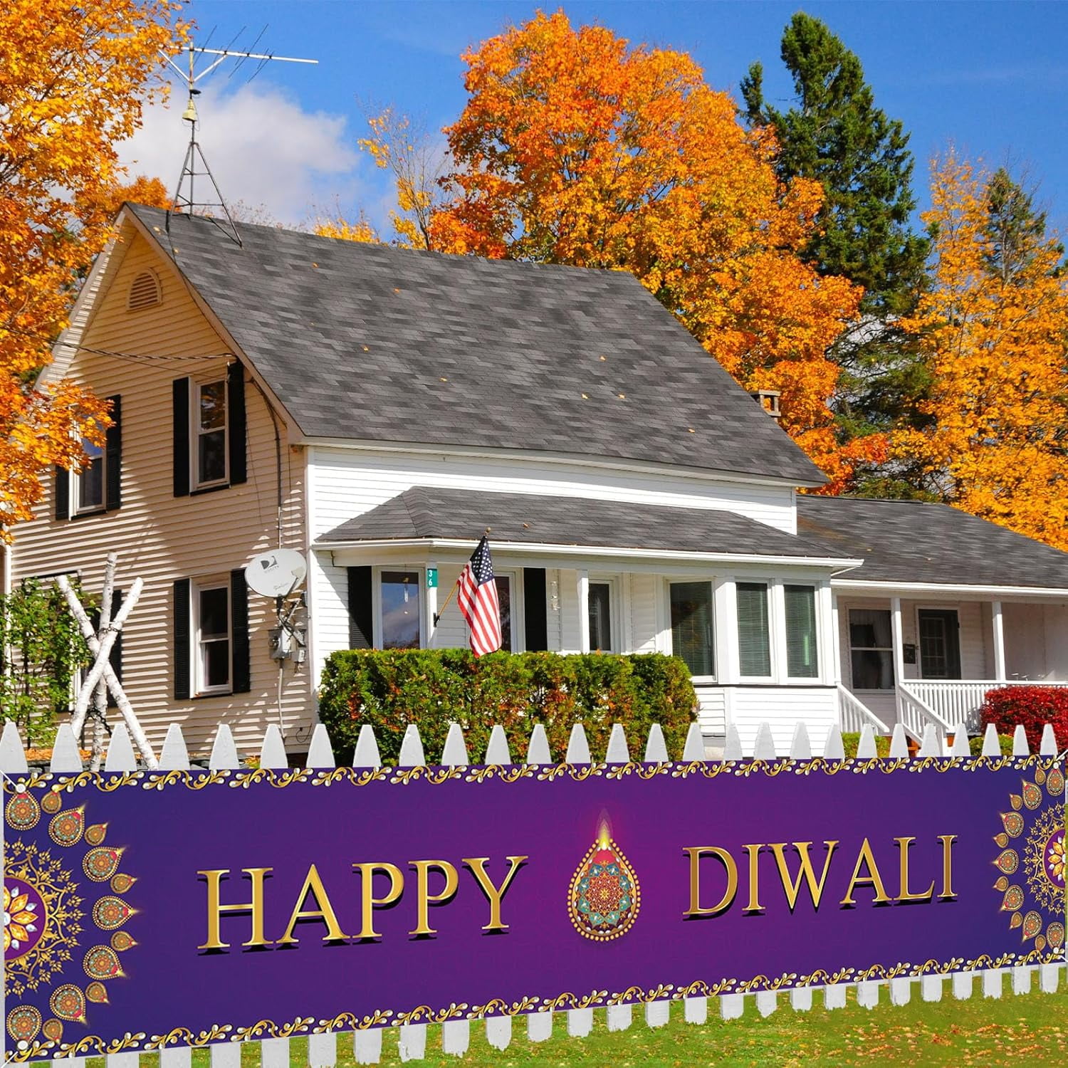 Happy Diwali Banner for Fence Yard Lawn Diwali Sign Indian Diwali ...