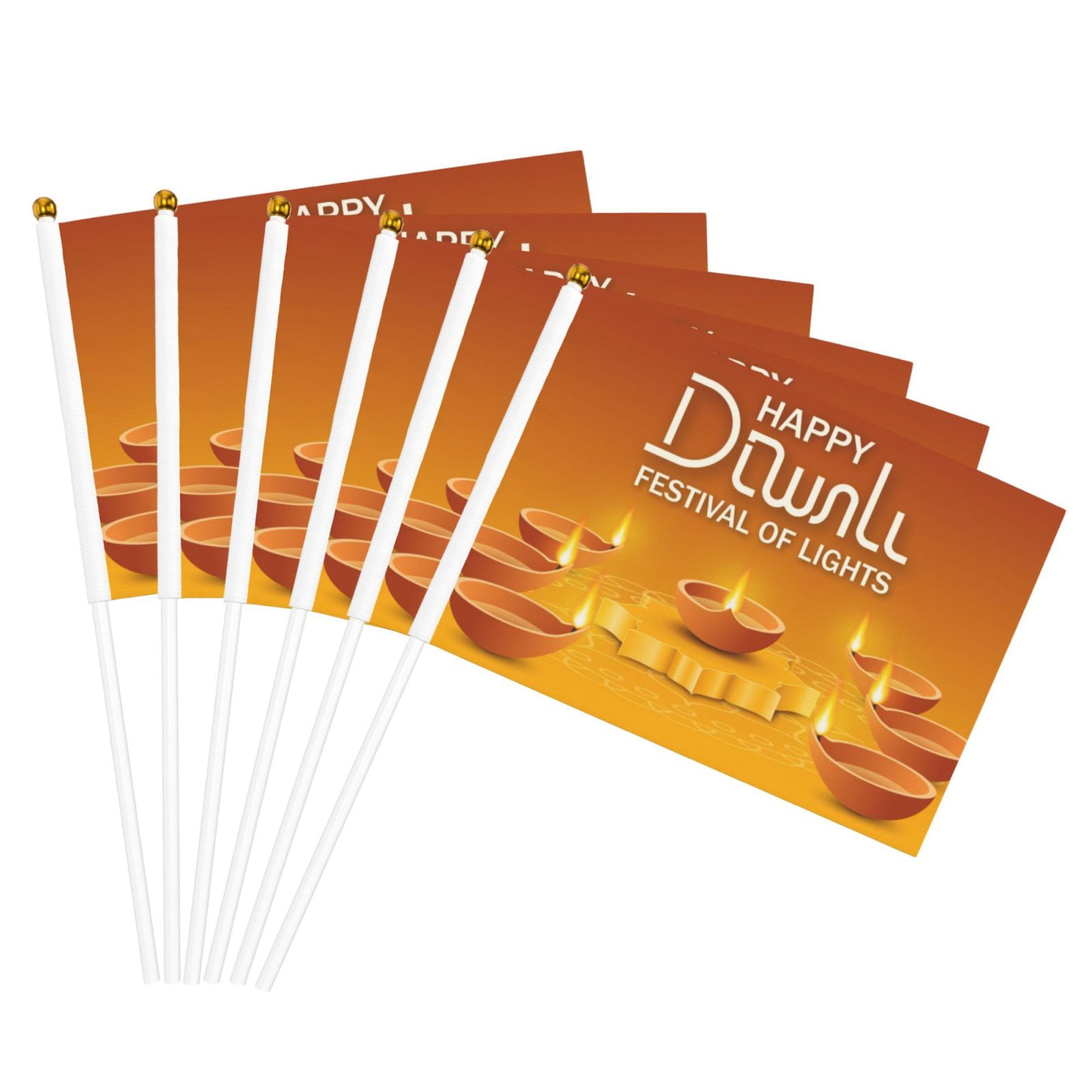 Happy Diwali Flag Small Flags Stick 5.5'' x 8.2'' Hand Held Flags for ...