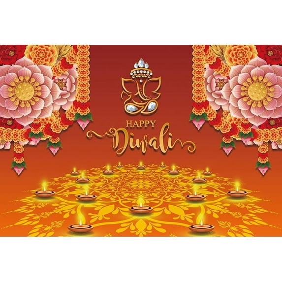 Happy Diwali Indian Festival Party Purple Floral Diya Lamp Candle r ...