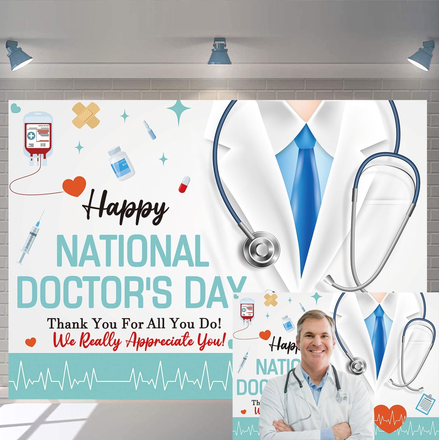 Happy Doctor's Day Backdrop DHF10 Thank You Doctors Medical Theme ...