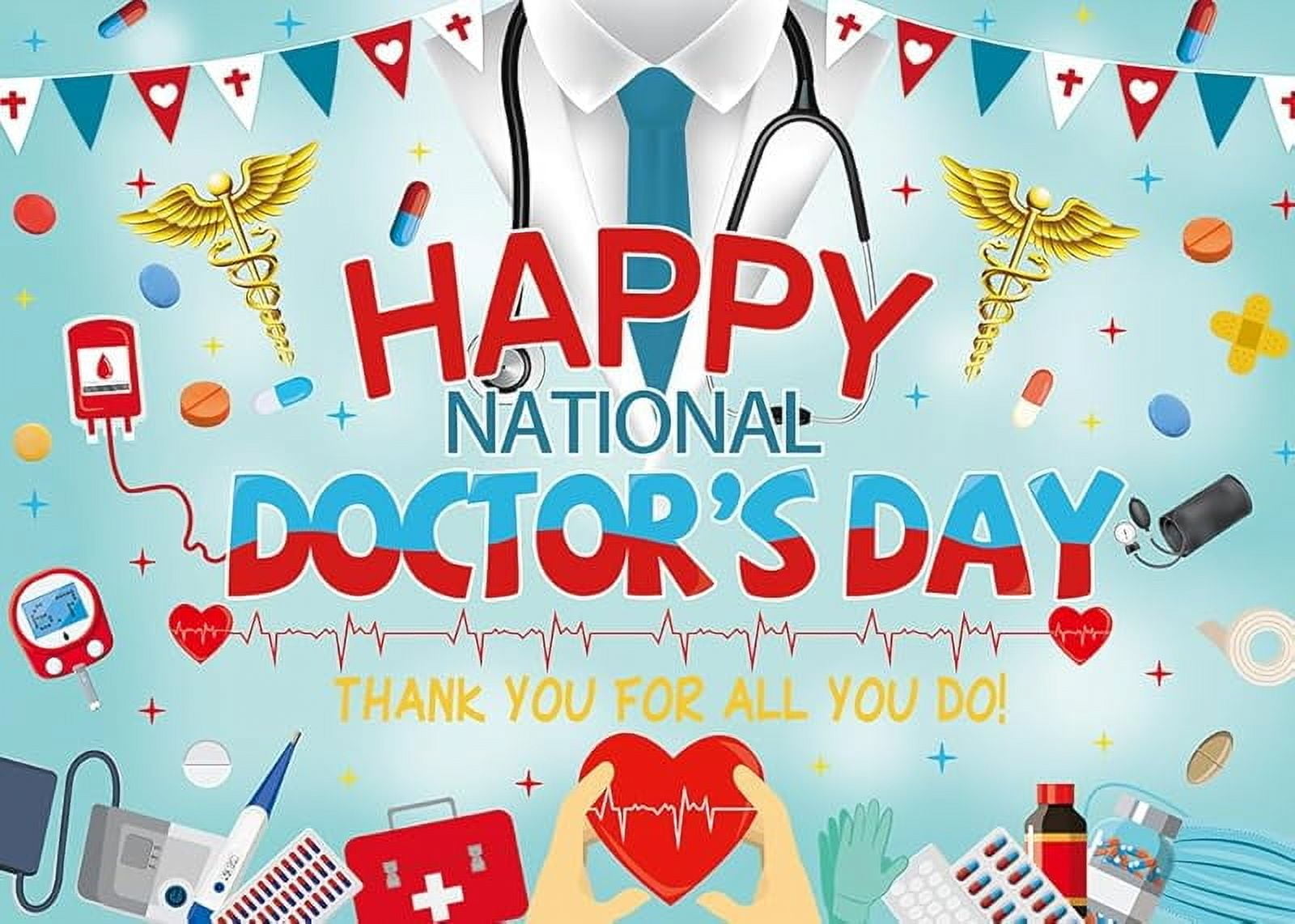 Happy Doctor's Day Decorations Banner Thank You Doctors Sign Backdrop ...
