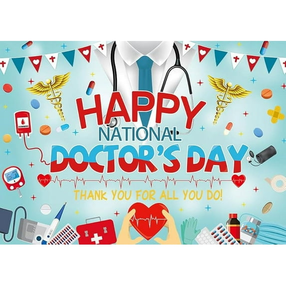 Happy Doctor's Day Decorations Banner Thank You Doctors Sign Backdrop ...