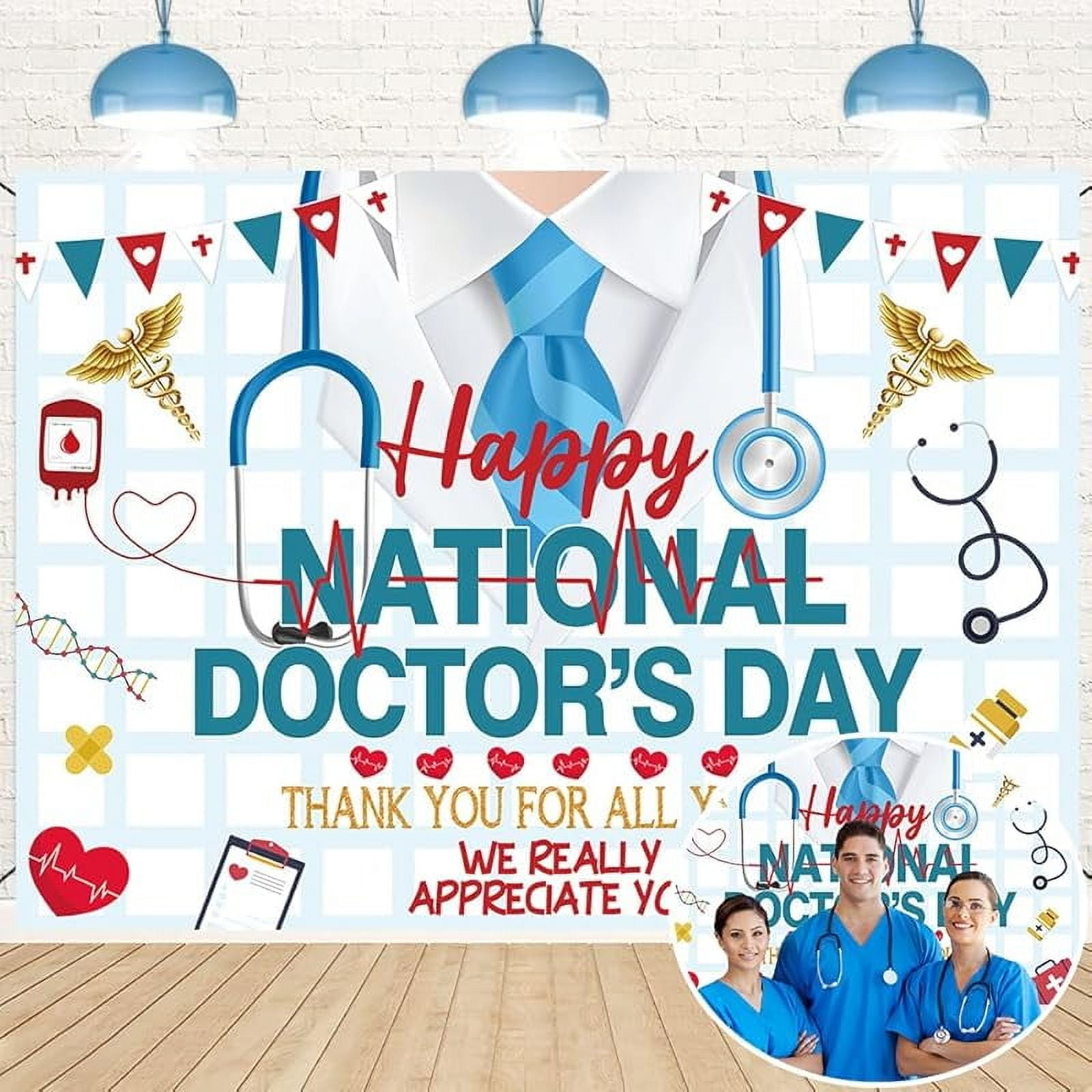 Happy Doctors Day Backdrop Doctor Appreciation Week Banner Medical ...