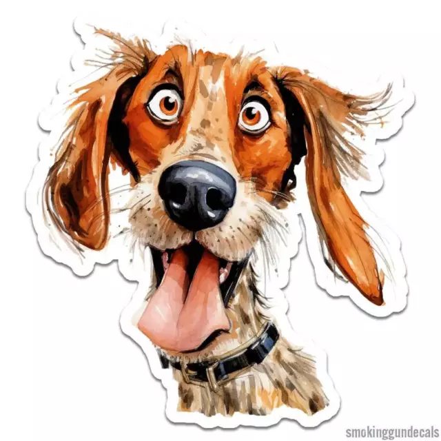 Happy Dog Big Eyes Sticker Indoor Outdoor Phone Decal Water Bottle ...