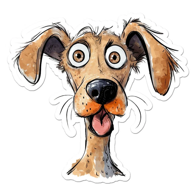 Happy Dog Big Eyes Sticker Phone Decal Water Bottle Stickers Car Decals ...