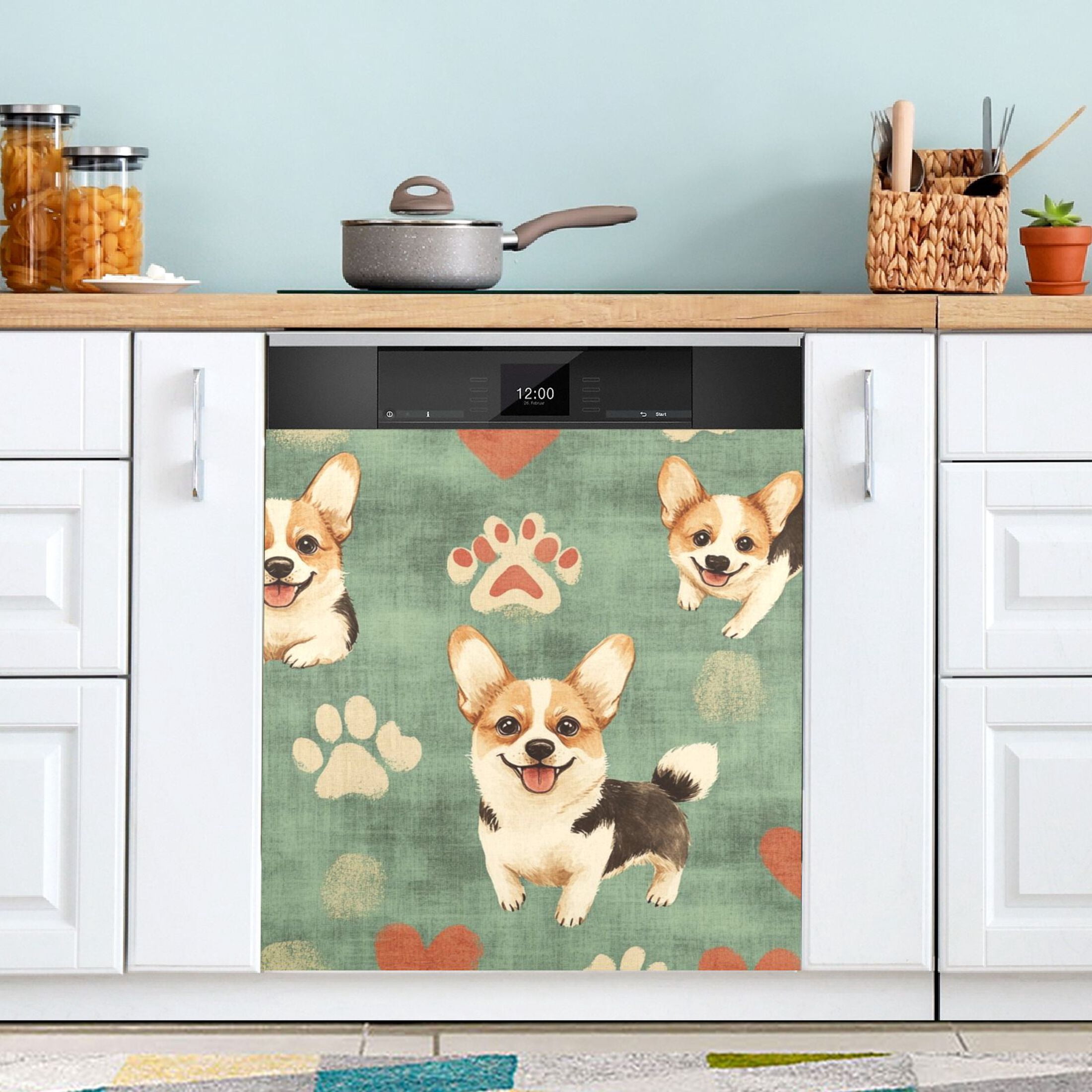 Happy Dog Cute Dishwasher Magnet Cover Reuseable Refrigerator Magnet ...