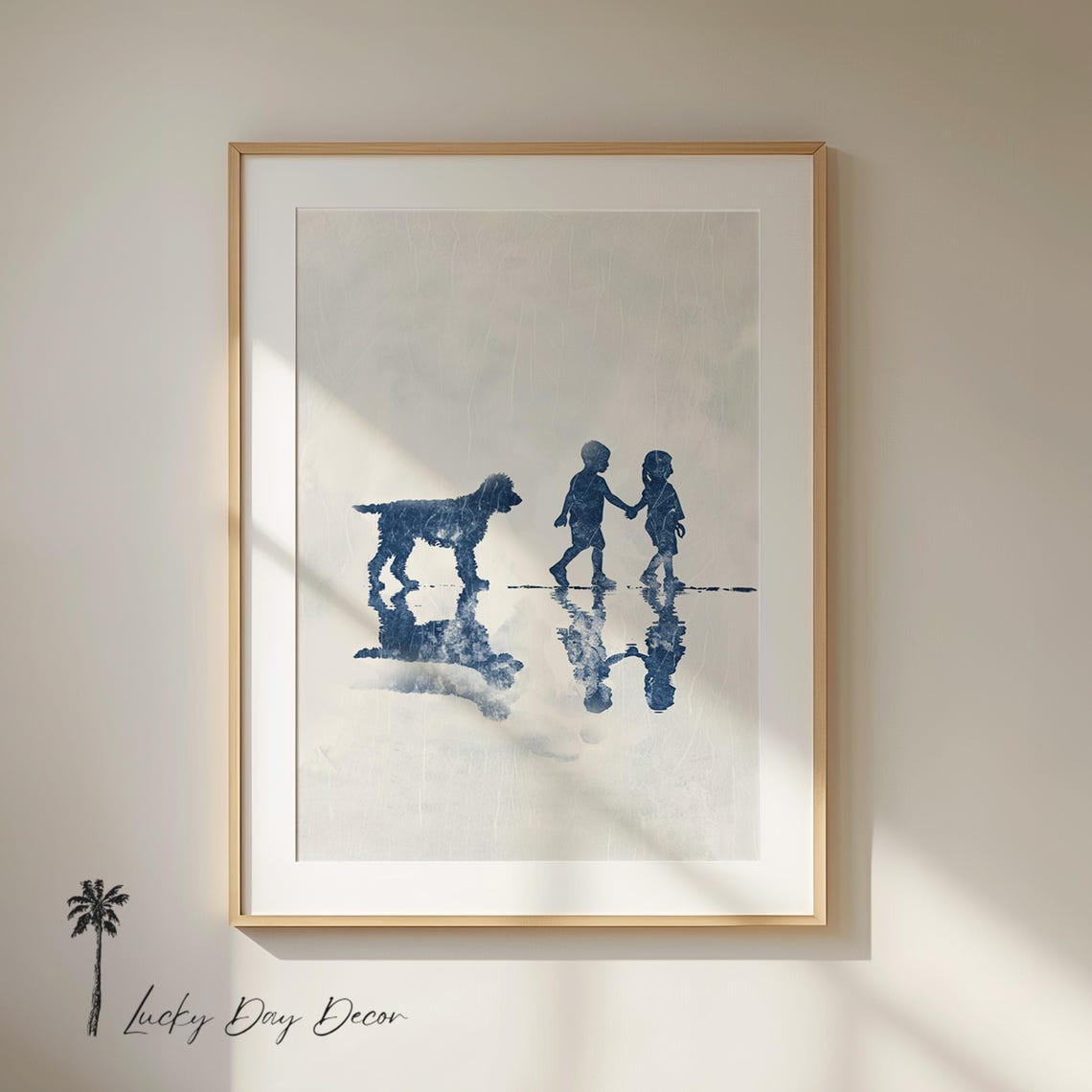 Happy Doodle Following Children Image Vintage Coastal Home Pet Family ...