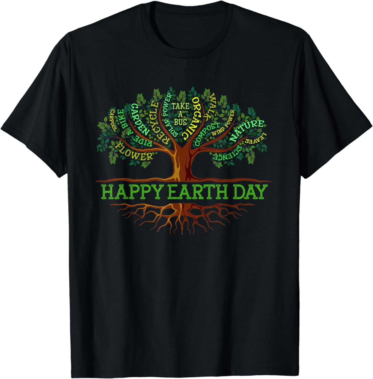 Happy Earth Day 2024 Tree Word Art Environmental Science T-Shirt ...