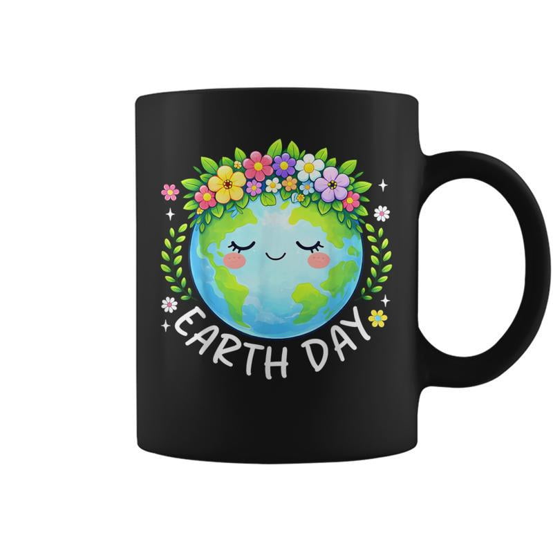 Happy Earth Day 2026 Floral Mother Earth Flower Crown Green Coffee Mugs ...