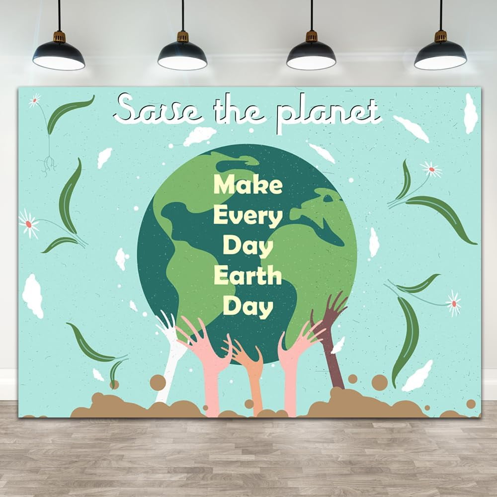 Happy Earth Day Backdrop Save The Planet Banner Background Planet Green ...