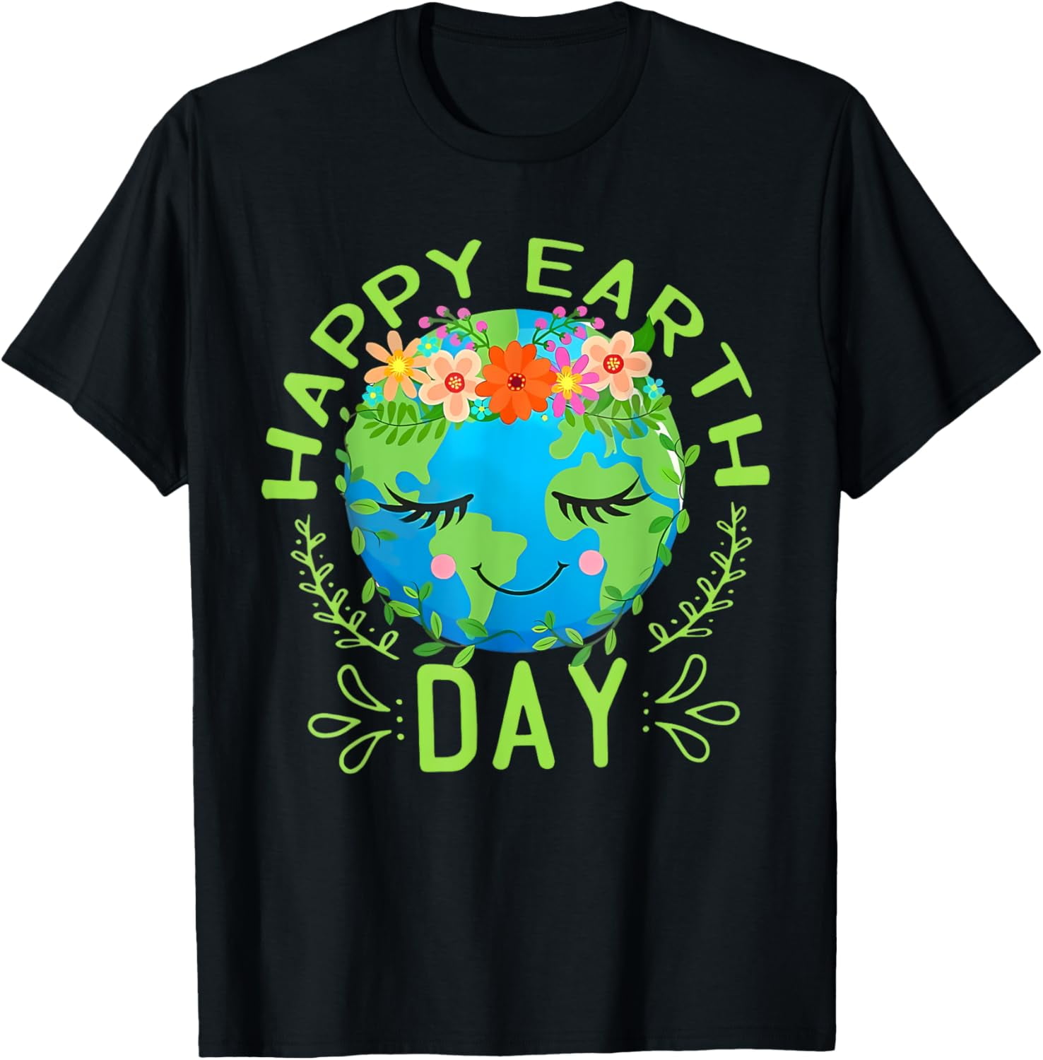 Happy Earth Day Funny Earth With Floral Earth Day 2025 T-Shirt ...