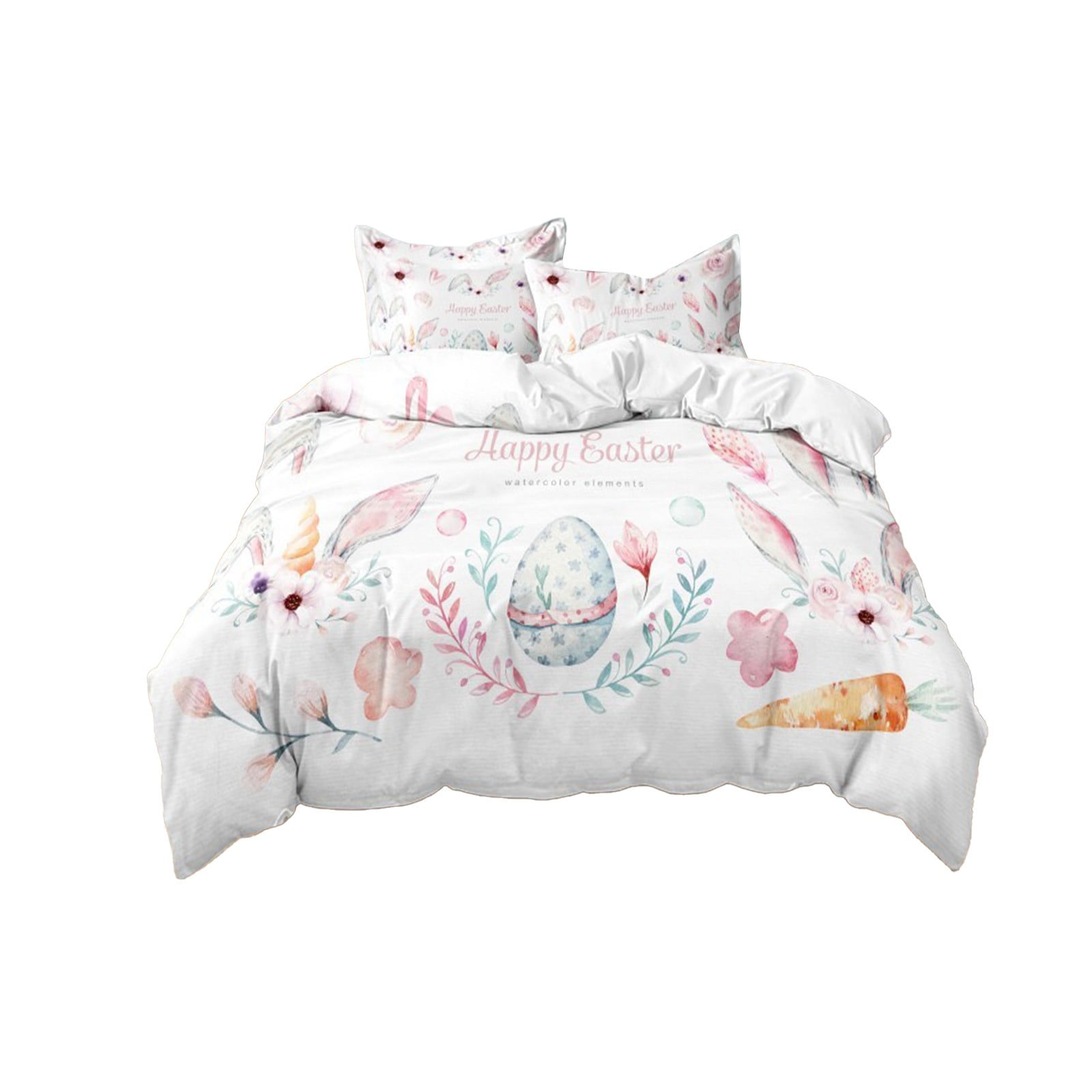 Happy Easter 3-Piece Bedding Set, Cartoon Rabbit & Egg Pattern Duvet ...