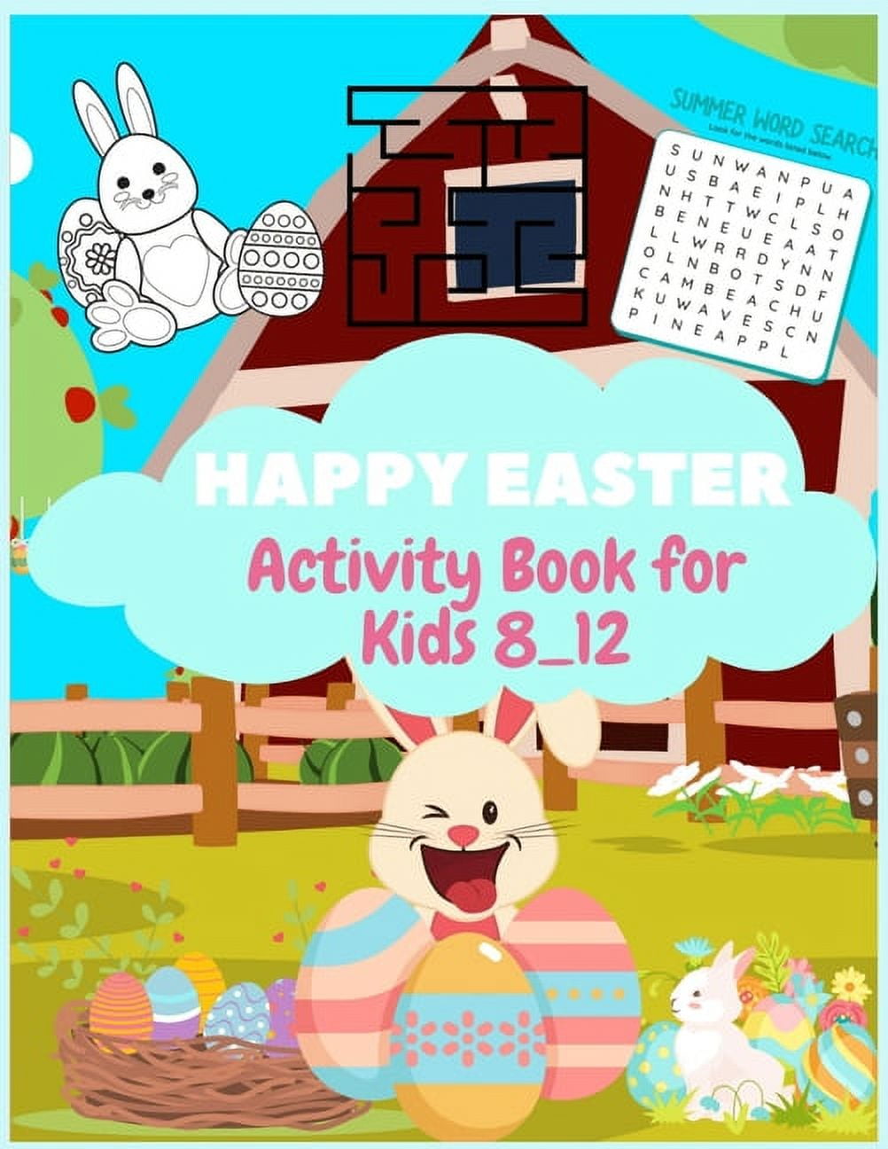 Happy Easter Activity Book for Kids Ages 8-12: A Fun Kid Workbook Game ...