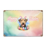 Happy Easter Airedale Terrier with Bunny Ear Headband and Flowers ...