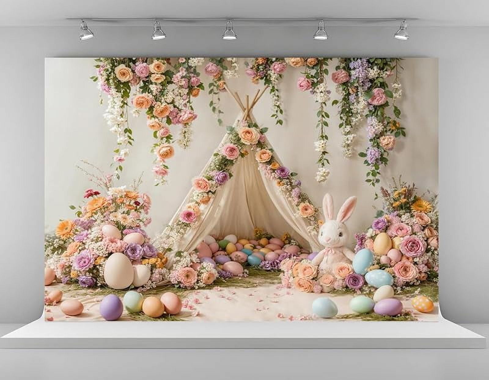 Happy Easter Backdrops for Photography Camp Tent Colorful Eggs ...