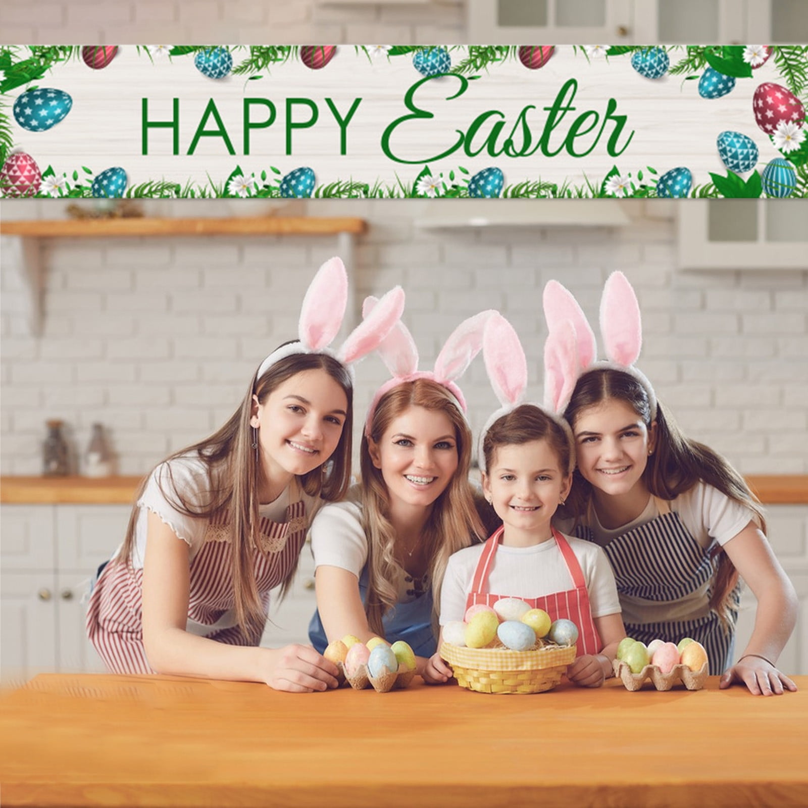Happy Easter Banner Easter Party Bunting Banner Easter Porch Decoration ...