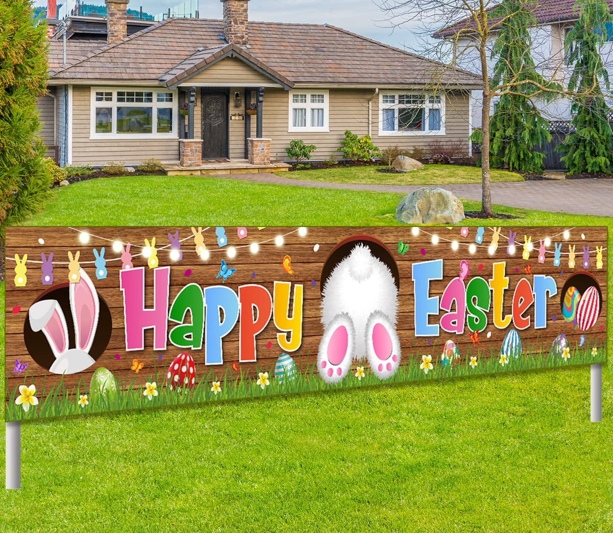 Happy Easter Banners Welcome Spring Easter Themed Party Banners Lawn ...