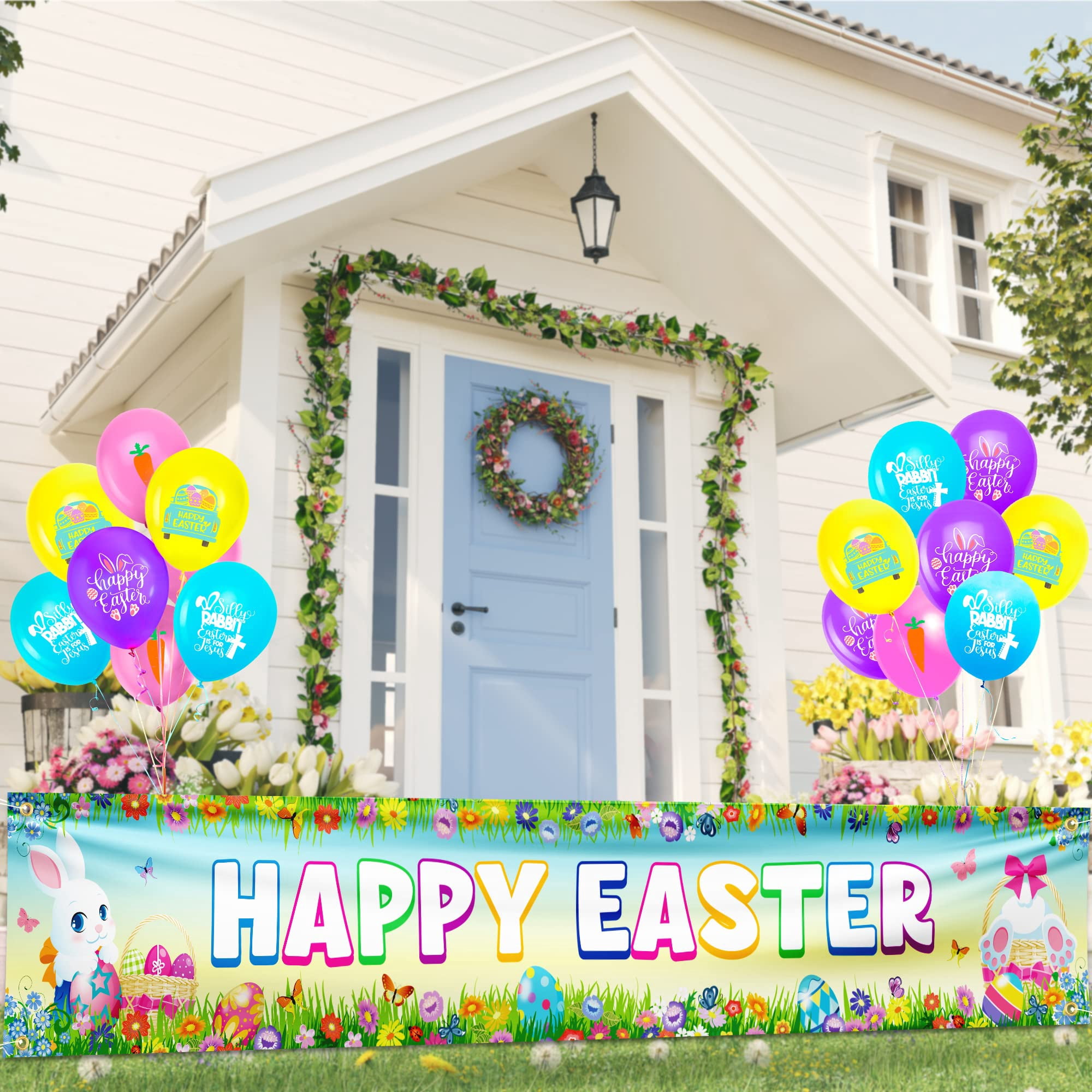 Happy Easter Banners Welcome Spring Easter Themed Party Banners Lawn ...