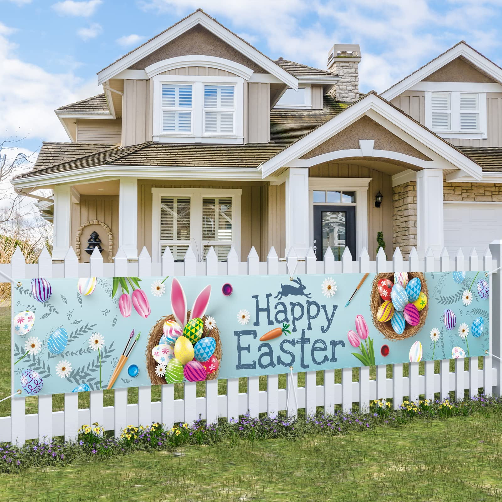 Happy Easter Banners Welcome Spring Easter Themed Party Banners Lawn ...