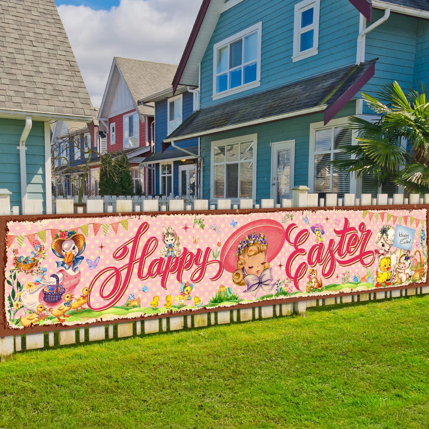 Happy Easter Banners Welcome Spring Easter Themed Party Banners Lawn ...
