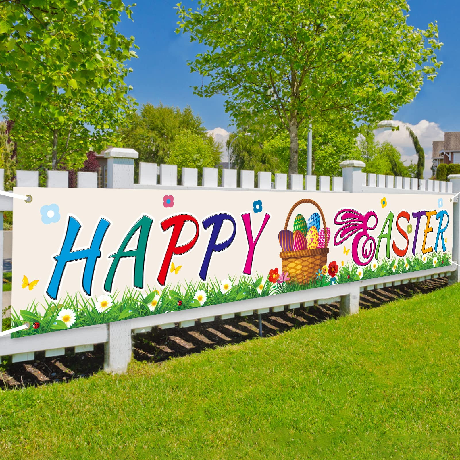 Happy Easter Banners Welcome Spring Easter Themed Party Banners Lawn ...