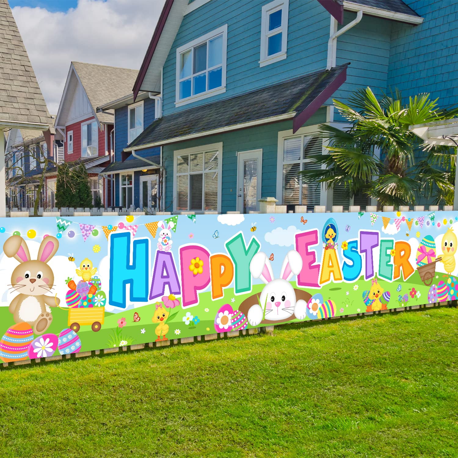Happy Easter Banners Welcome Spring Easter Themed Party Banners Lawn ...